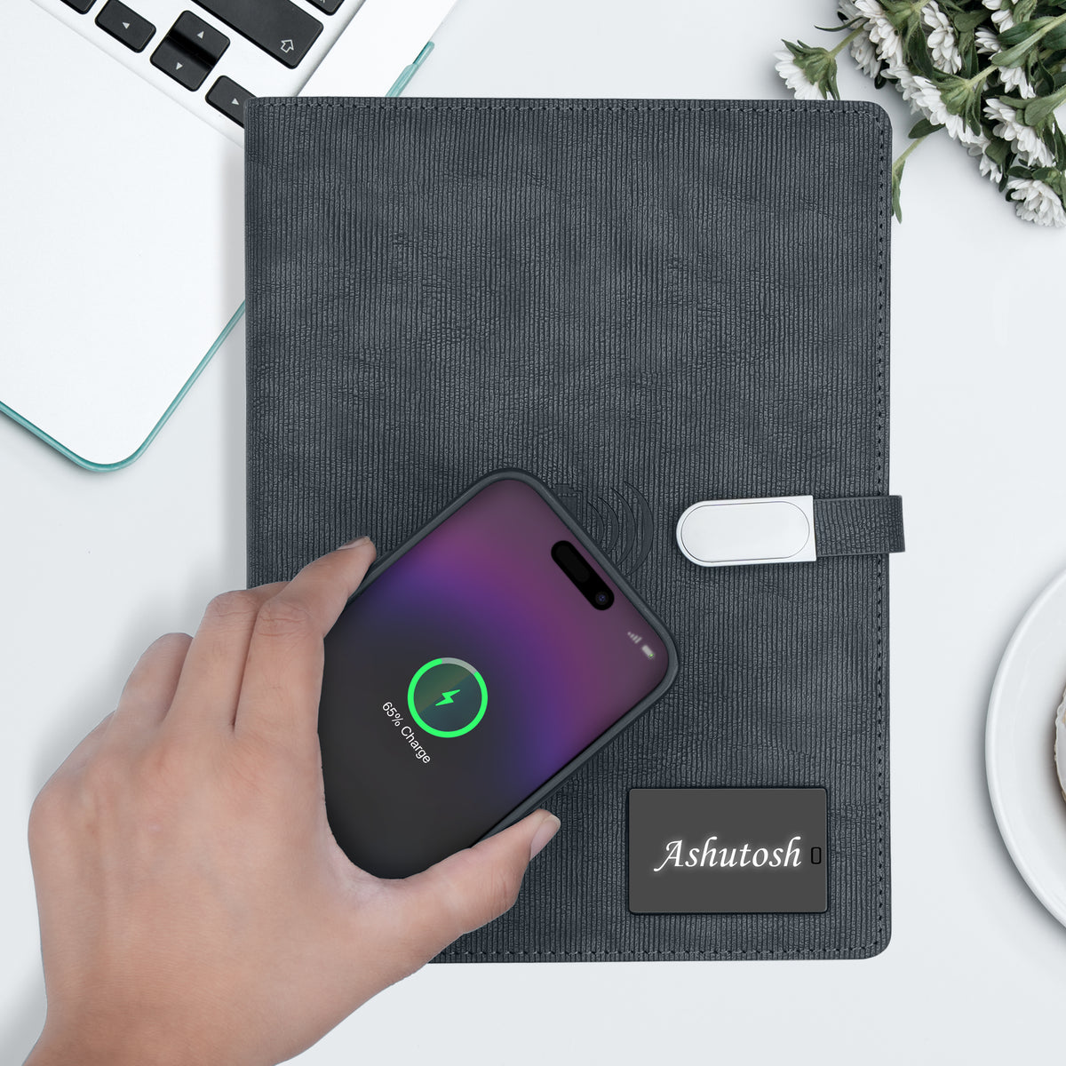 Personalized Diary & Pen Gift Set With Inbuilt LED light & Wireless Ch