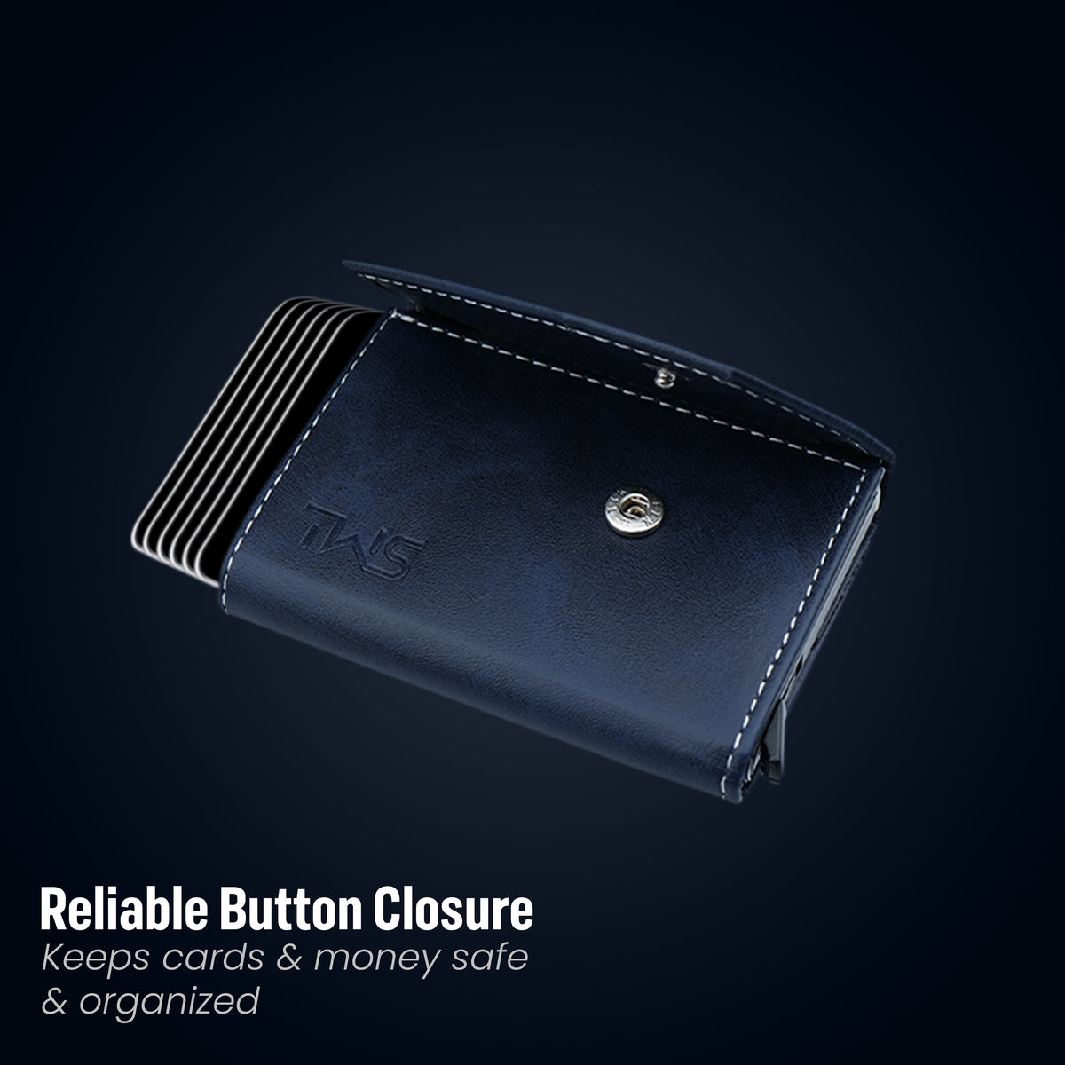 Vintage RFID Protected Wallet Card Holder - Blue