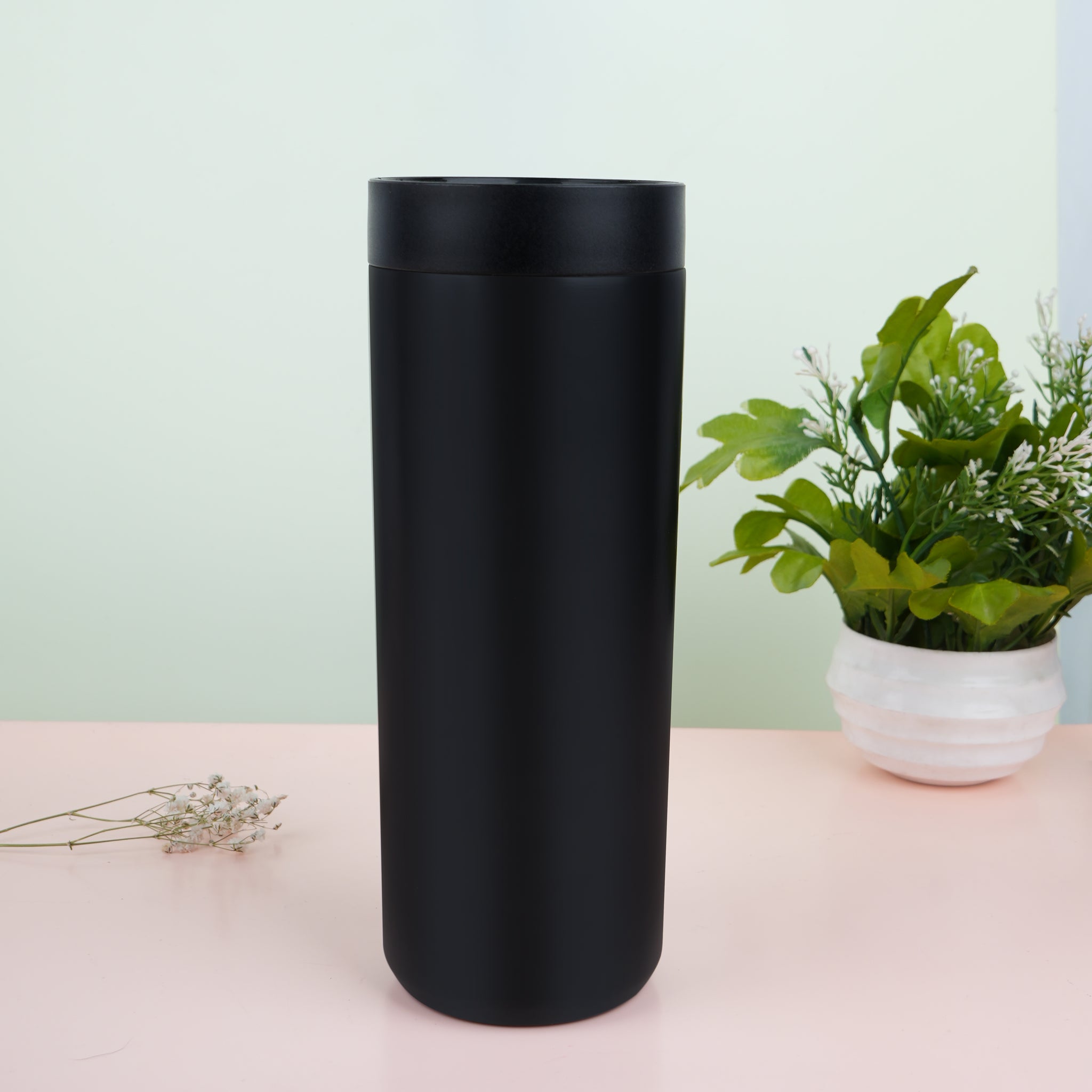 Stainless Steel Vacuum Insulated Thermos Travel Mug With Push Button O