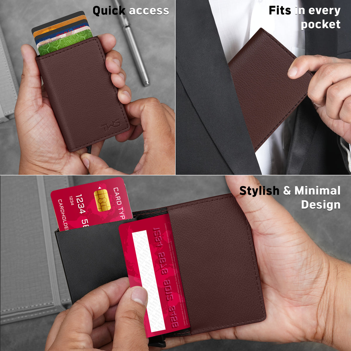 Vivid Vault RFID Protected Metal Cardholder - Brown