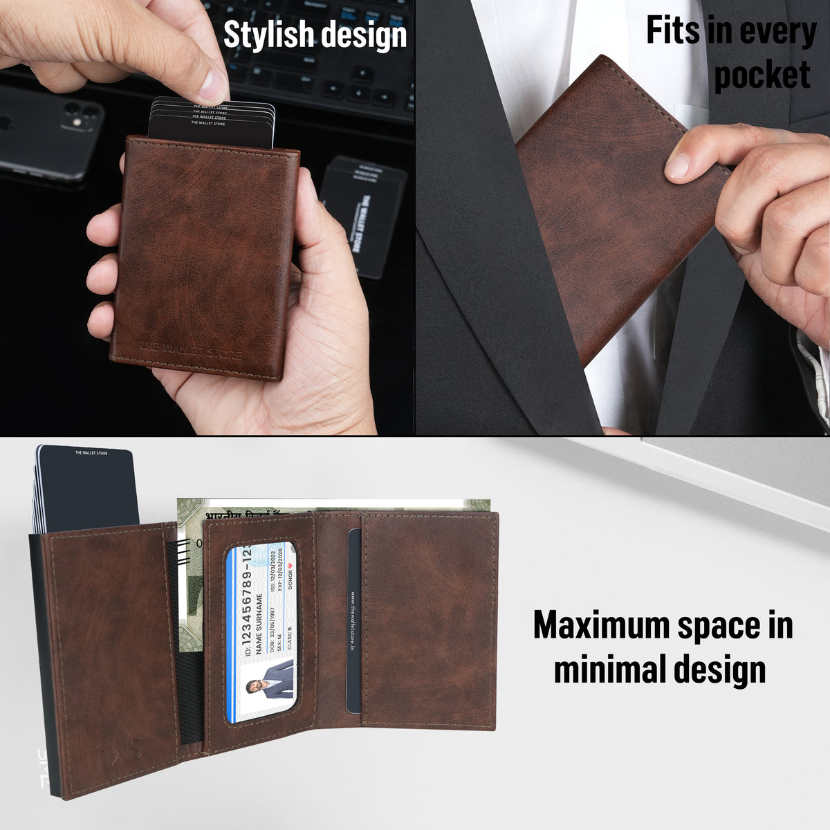 Defender RFID Protected Wallet Cardholder - Brown