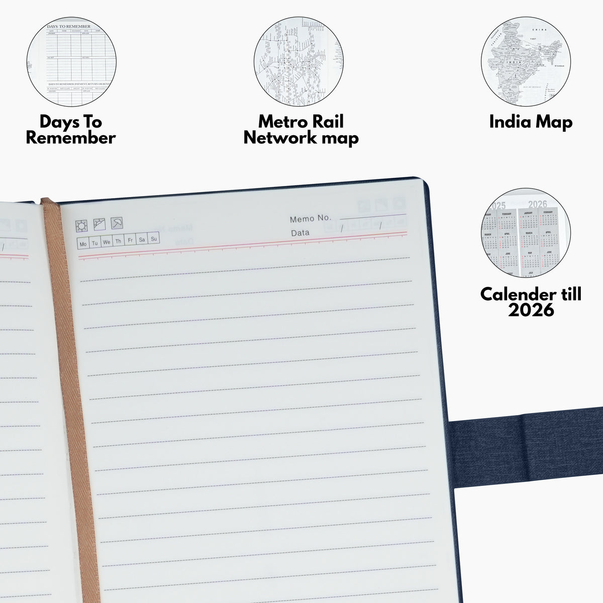 Personalized Shade Sync Diary & Pen Gift Set - Blue