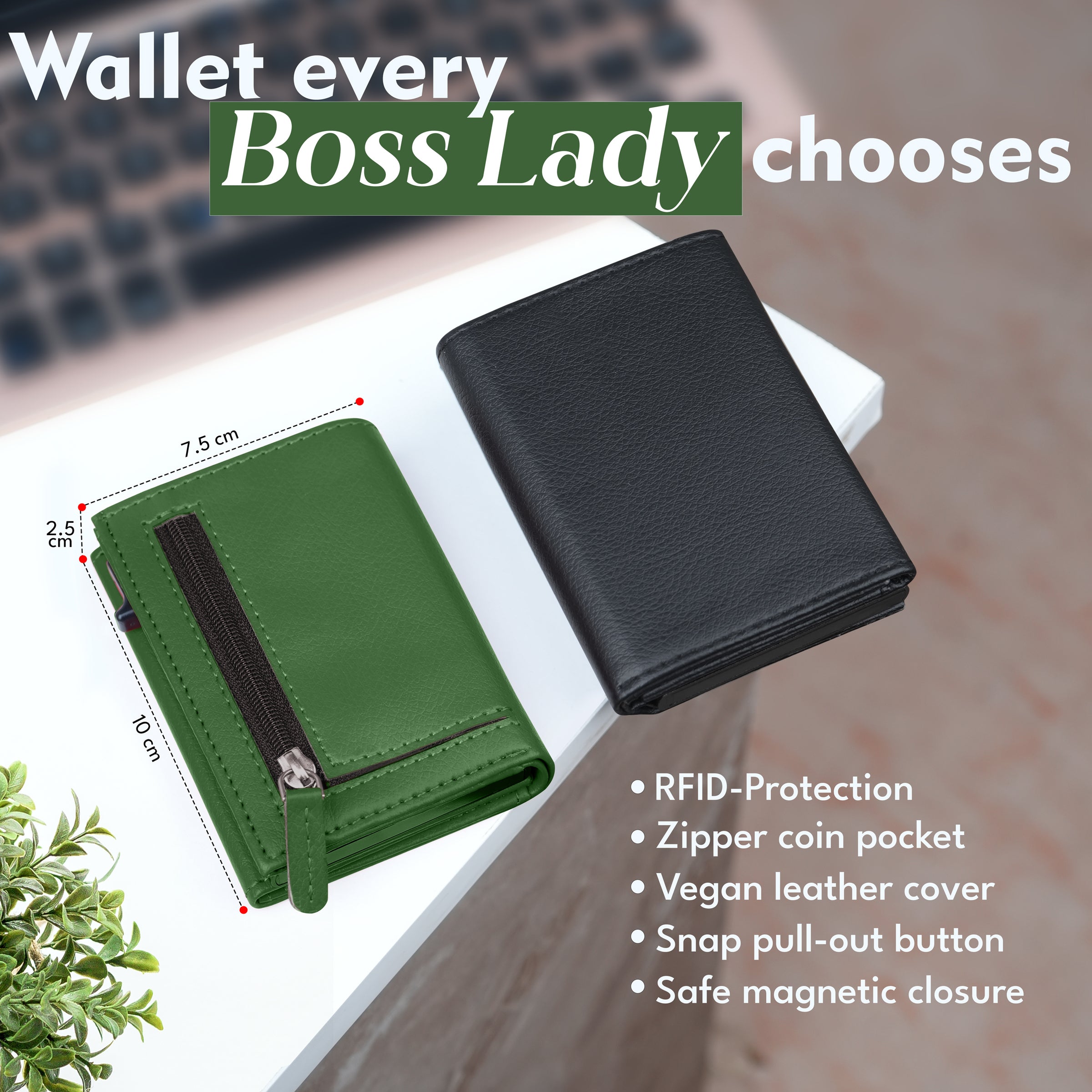 Amour Shield RFID Protected Cardholder Wallet For Women - Green