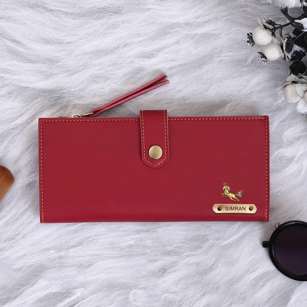 Personalized Red Clutch With Name & Charm