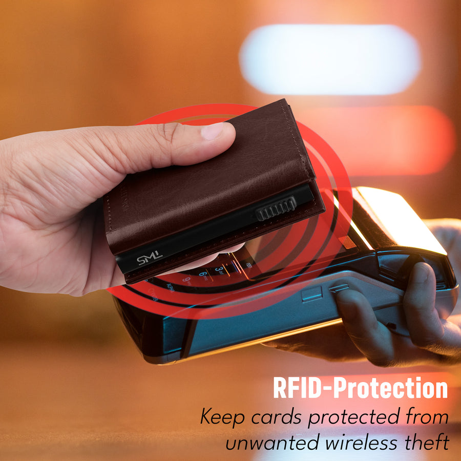 Cipher RFID-Protected Wallet With Detachable Cardholder - Brown