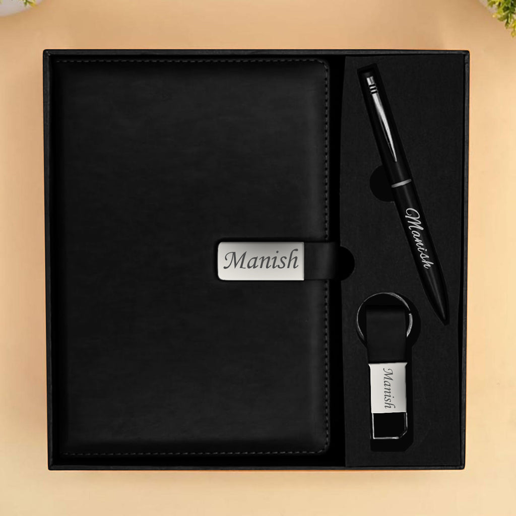 Personalized diary with pen & key chain gift set