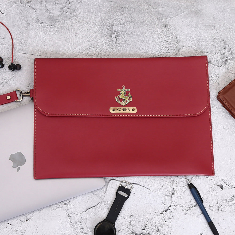 Personalized Laptop Sleeve With Name & Charm in Red