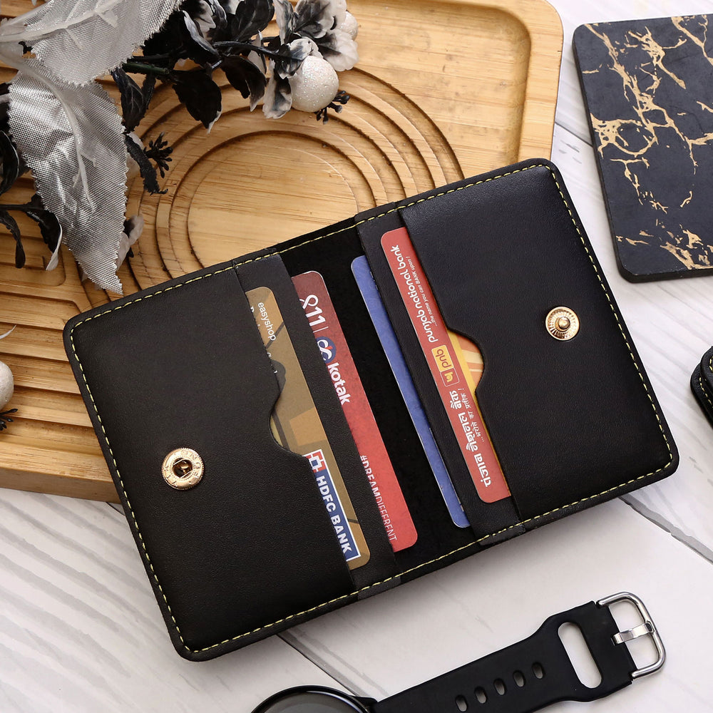 Personalized Black Card Holders with Name & Charm