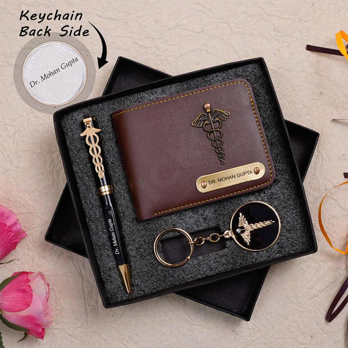 Personalized Wallet Pen & Key Chain Set For Doctors