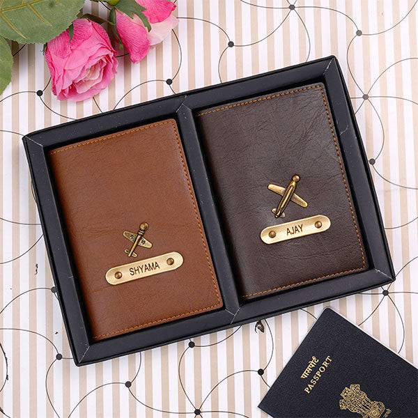 Customized Passport Covers Combo With Name & Charm