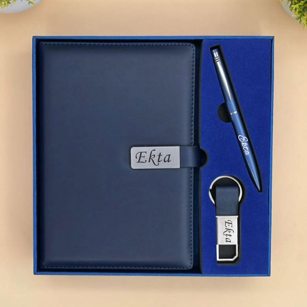 Personalized diary with pen & key chain gift set
