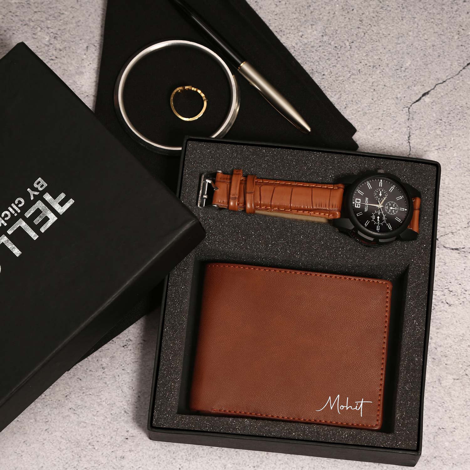 Personalized Fellow Wallet and Watch Combo for Men